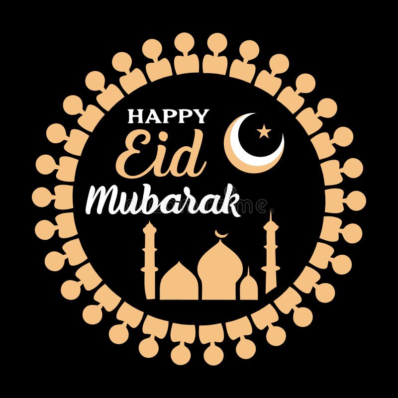 Happy Eid Mubarak Typography Vector Art Stock Illustration ...