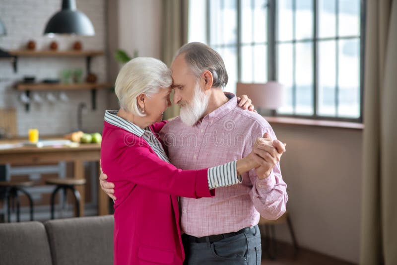 Happy Elderly Couple Dancing and Feeling Amazing Stock Image - Image of ...