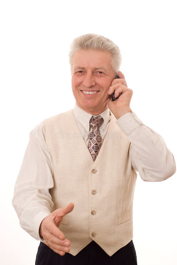 Senior man with cell phone stock image. Image of phone - 40203933
