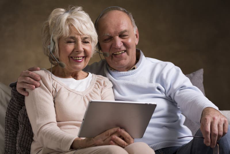 Happy elderly people stock photo. Image of senior, couch - 77481500