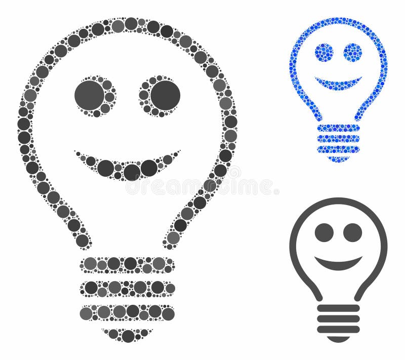 Happy Electric Bulb Composition Icon of Circles Stock Illustration ...