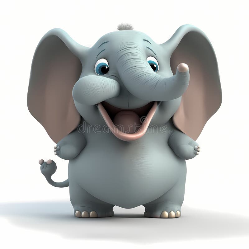 Happy Elephant Cartoon. Generative AI Stock Illustration - Illustration ...