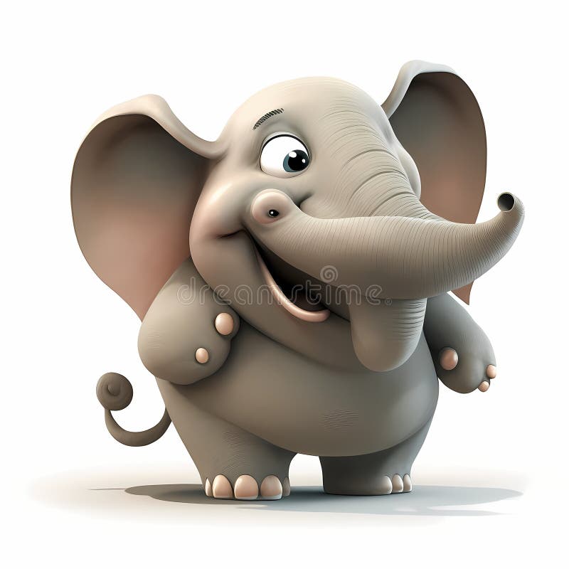 Happy Elephant Cartoon. Generative AI Stock Illustration - Illustration ...