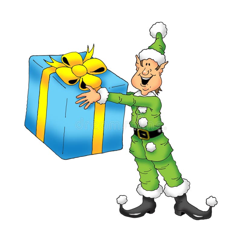 Elf with Presents stock illustration. Illustration of hello - 3519591