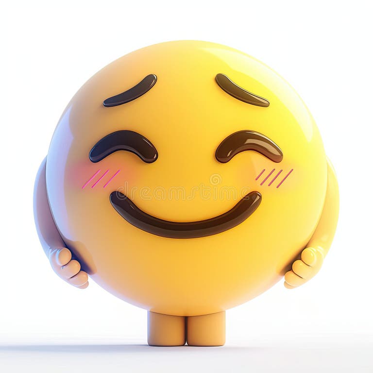 Happy Emoji with Blushing Cheeks and Cheerful Expression Stock ...