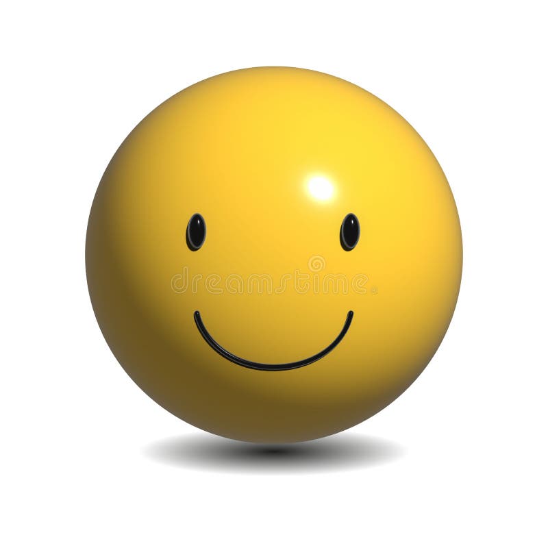 Happy Yellow Face Icon 3D Rendering Stock Illustration - Illustration ...