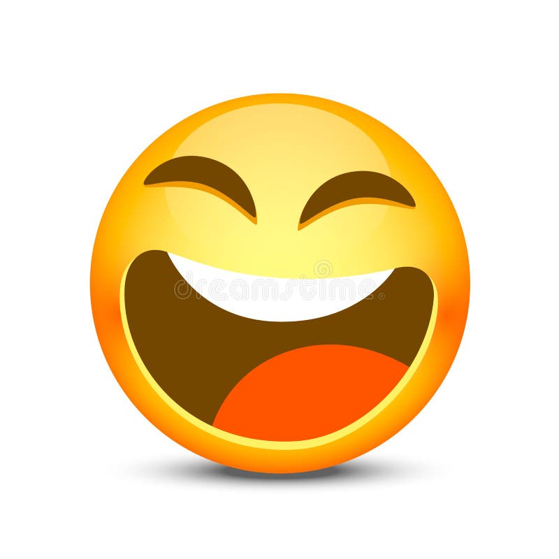 Happy Emoji Face Object On White Background. Stock Vector ...