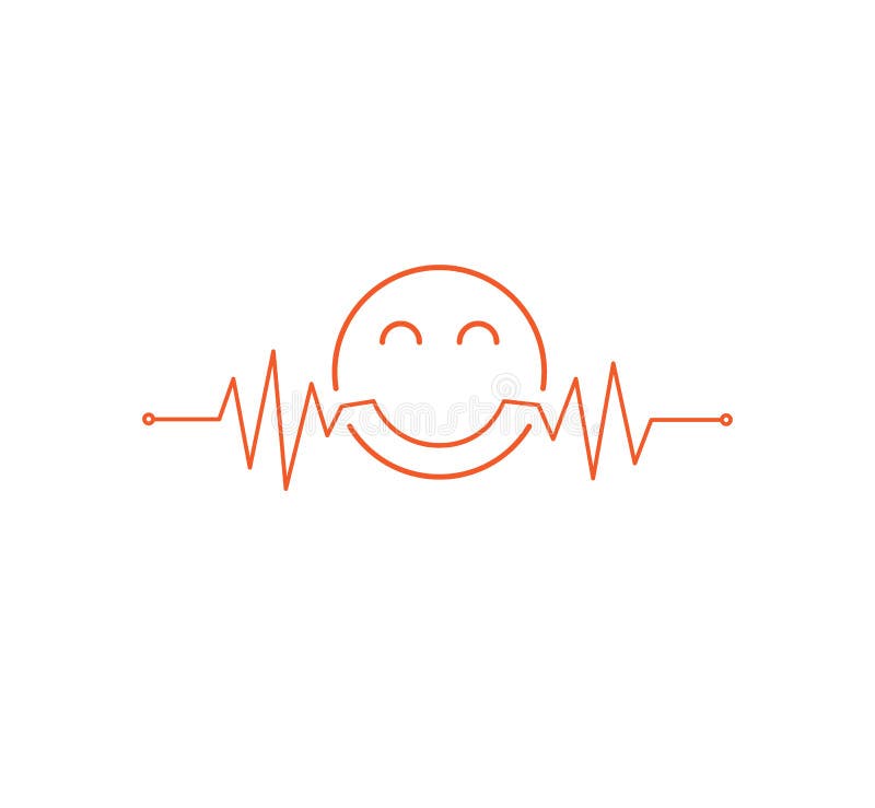 Happy Emoticon Heart Beat Pulse Line Graphic Vector Illustration Stock ...