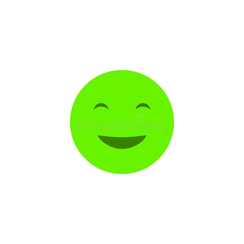 Green Smile Face Icon Isolated on Blue Background. Smiling Emoticon ...