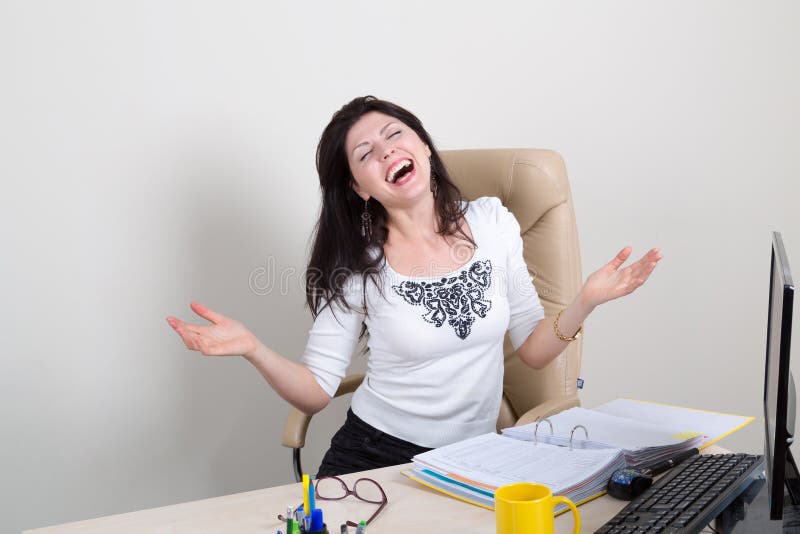 Sad Unhappy Woman in Office with Copier Printer Stock Photo - Image of ...
