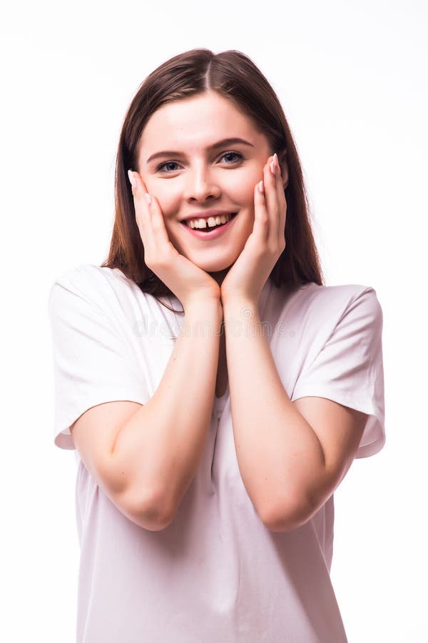 Happy emotions of girl stock photo. Image of face, solution - 78246790