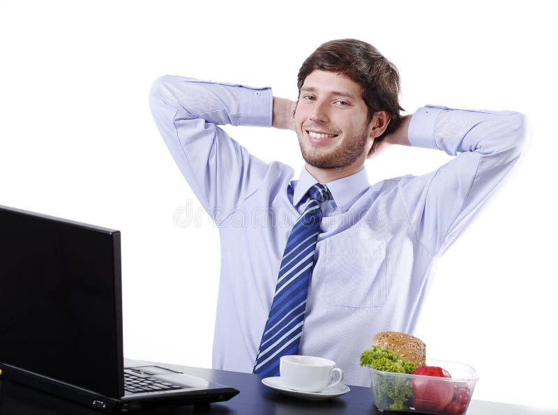 Happy employee in company stock photo. Image of sandwich - 38365284