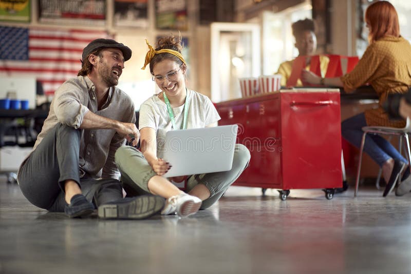 Happy Employees Informaly Chatting Together Stock Image - Image of ...