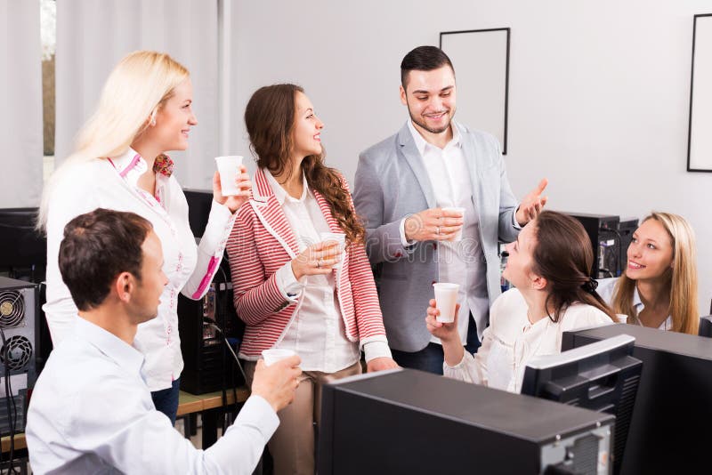 Happy Employees and Manager Celebrating Stock Photo - Image of ...