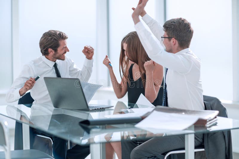 Happy Employees Showing the Success of Teamwork . Stock Photo - Image ...