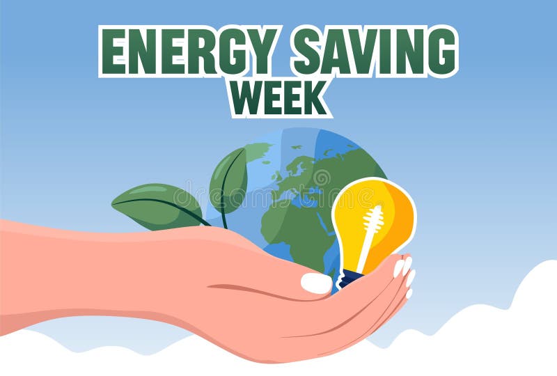 Happy Energy Saving Week for Energy Saving Stock Illustration ...