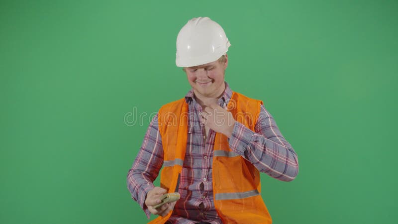 Happy Engineer Counting Money and Celebrating Stock Footage - Video of ...
