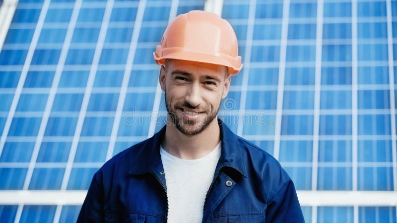 Happy Engineer in Orange Helmet Looking Stock Image - Image of engineer ...