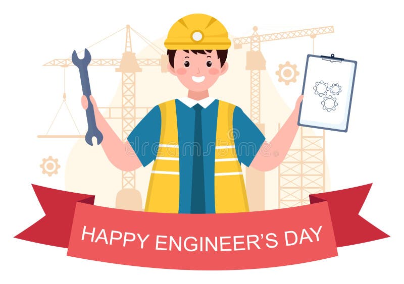 Happy Engineers Day Illustration Commemorative for Engineer with Worker ...