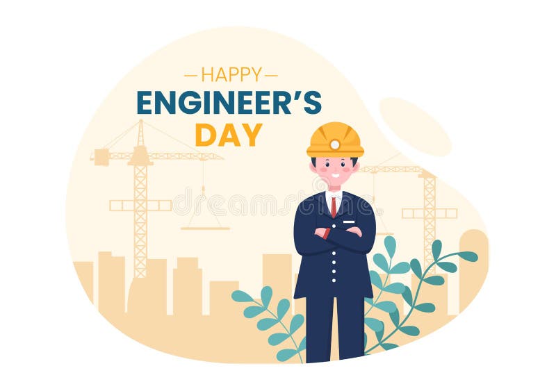 Happy Engineers Day Illustration Commemorative for Engineer with Worker ...
