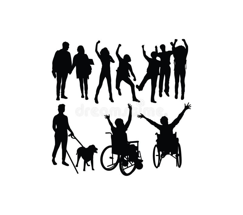 Happy and Enthusiastic People S Activities Silhouettes Stock Vector ...