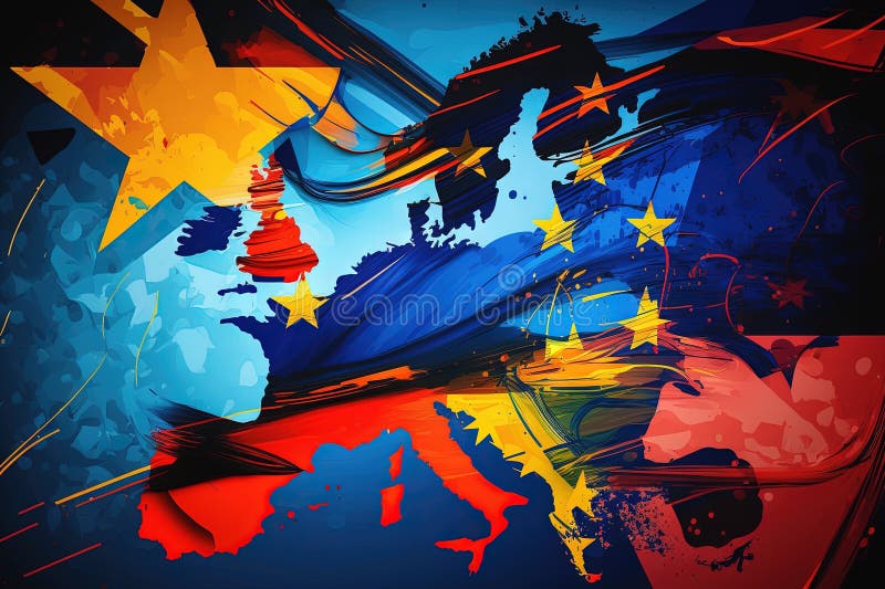 Happy Europe Day Greeting Abstract Illustration Generative Ai Stock ...