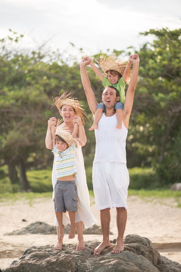 Happy excited family stock image. Image of shouting, summer - 47611557
