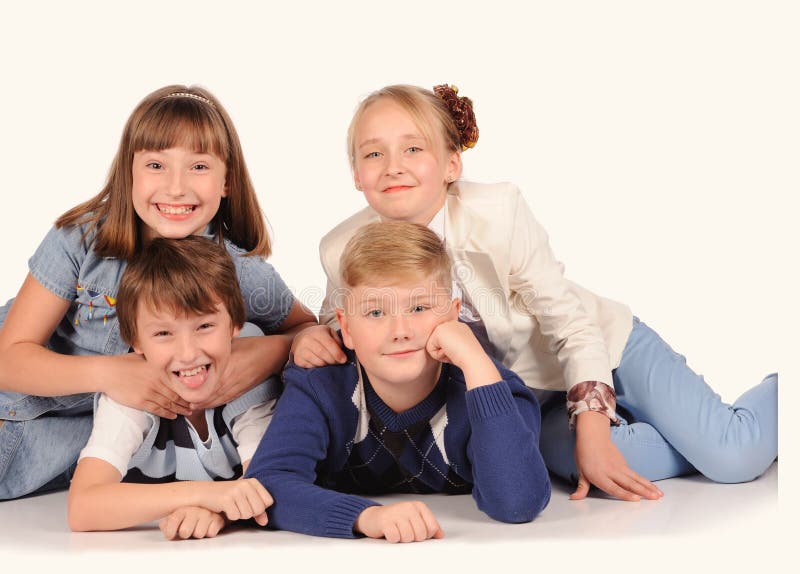 Happy Excited Kids Having Fun Together Stock Photo - Image of young ...