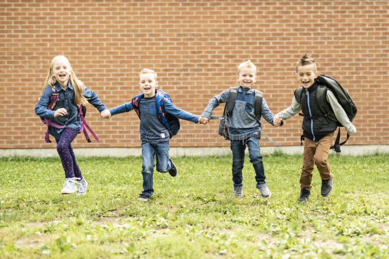 A Happy Excited Kids Having Fun Together on Playground Stock Image ...
