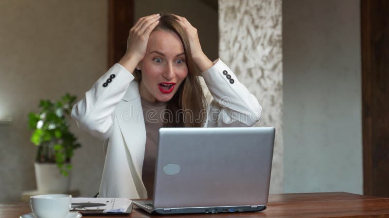 Happy Excited Successful Business Woman Triumphing with Laptop Stock ... Happy Excited Successful Business Woman Triumphing with Laptop Stock ...