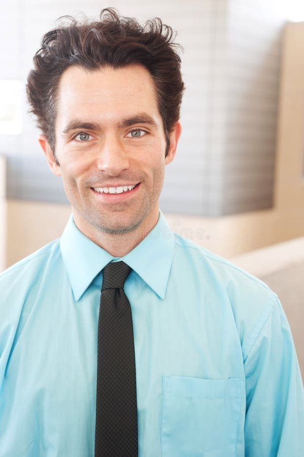 Happy Male Executive Pointing Stock Image - Image of building ...