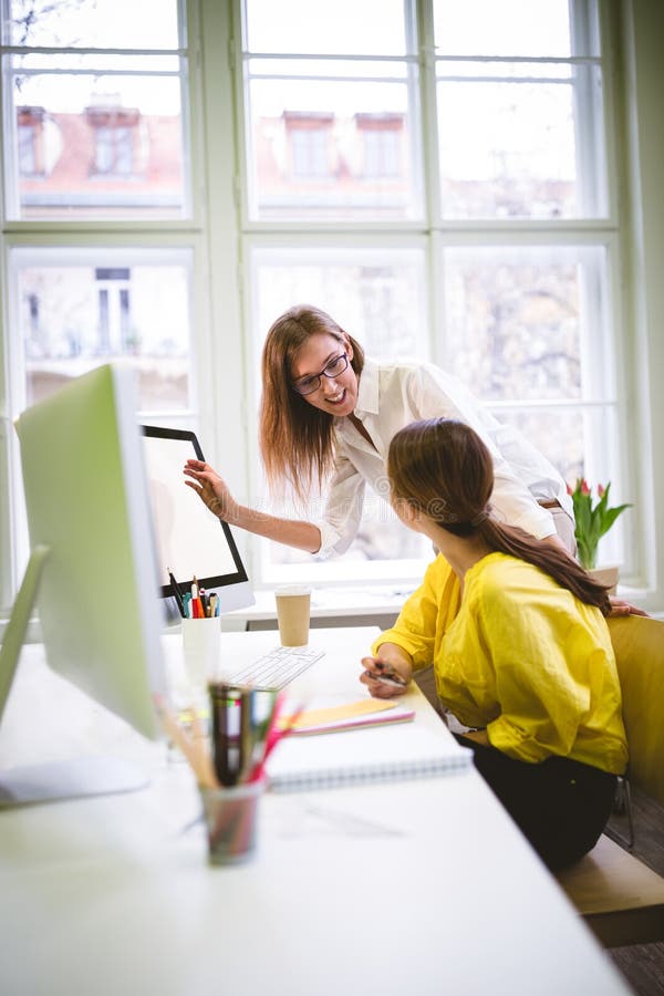 Happy Executives Working at Creative Office Stock Image - Image of ...