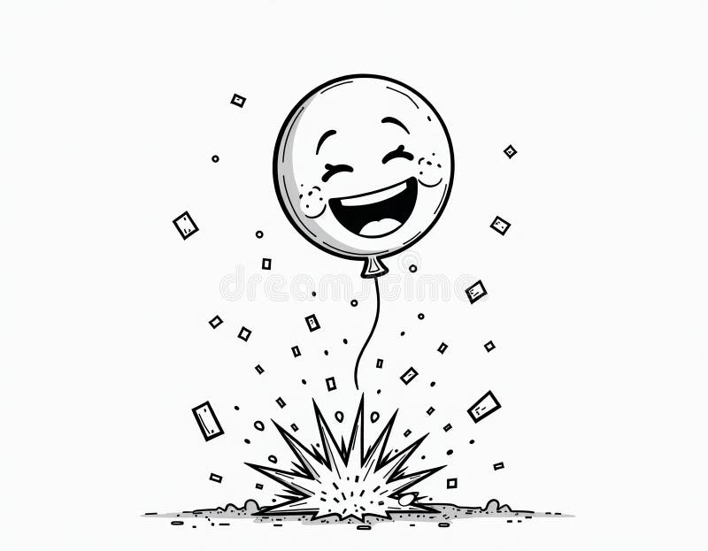 Happy Exploding Balloon Cartoon Illustration Stock Illustration ...
