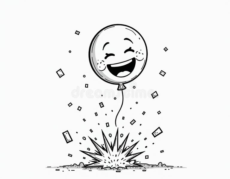 Happy Exploding Balloon Cartoon Illustration Stock Illustration ...