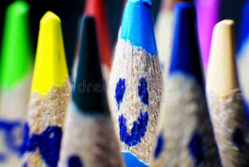 Happy Expression of Colored Pencils Stock Photo - Image of grunge, oval ...