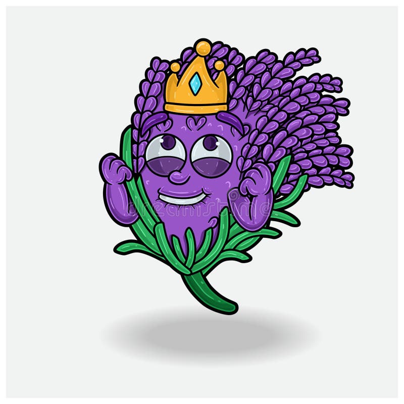 Happy Expression with Lavender Crown Mascot Character Cartoon Stock ...