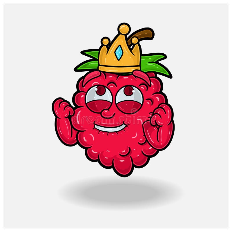 Happy Expression with Raspberry Fruit Crown Mascot Character Cartoon ...