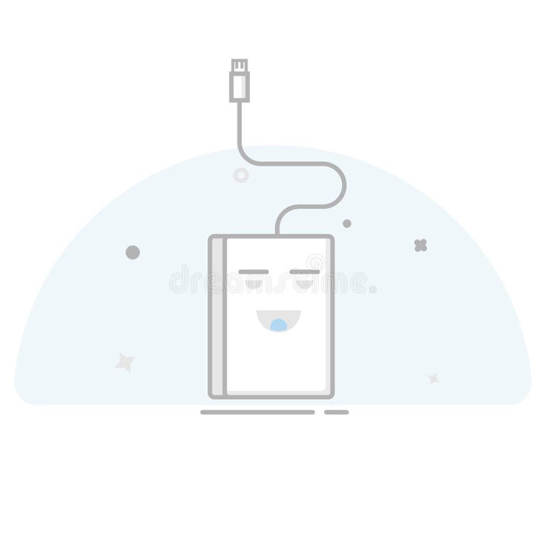 Happy External Hard Disk Icon in Flat Design with Outline Stock Vector ...