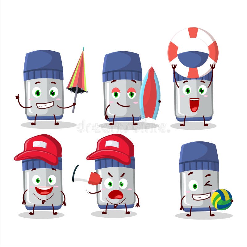 Happy Face Blue Whiteboard Marker Cartoon Character Playing on a Beach ...