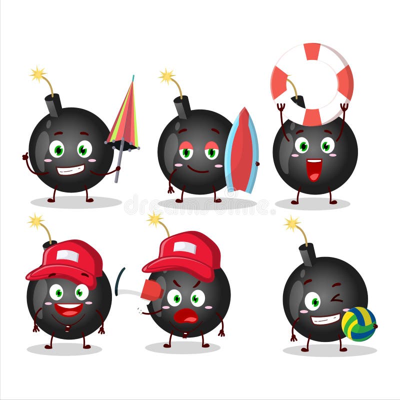 Happy Face Bomb Explosive Firecracker Cartoon Character Playing on a ...