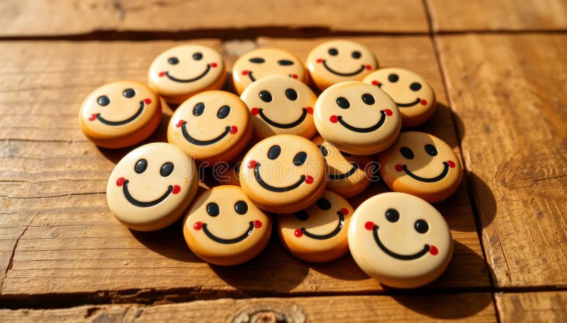Happy Face Buttons in Daylight, Generative Ai Stock Illustration ...