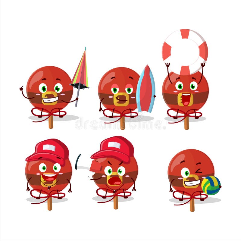 Happy Face Candy Santa Cartoon Character Playing on a Beach Stock ...