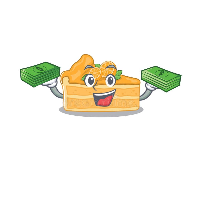 Happy Face Cheesecake Orange Character Having Money on Hands Stock ...