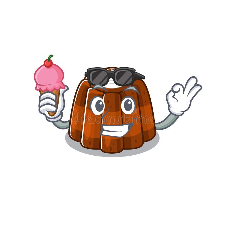 Happy Face Chocolate Pudding Cartoon Design with Ice Cream Stock Vector ...