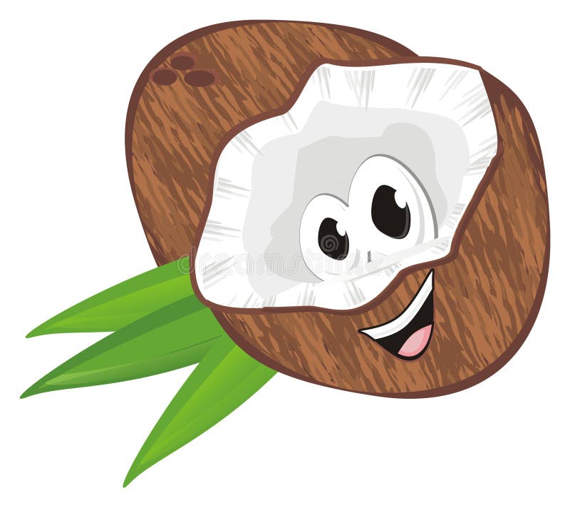 Happy face of coconue stock illustration. Illustration of fruit - 130351619