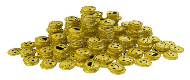 Happy Face Coin Stacks stock illustration. Illustration of pile - 62276062