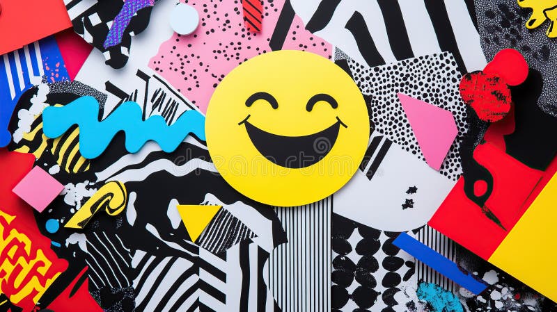 Happy Face Emoji on Colorful Abstract Background Stock Image - Image of ...