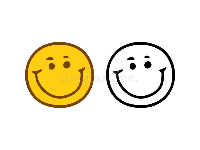 Fancy Happy Face Doodle Icon. Emoticon in Hand Drawn Style Stock ...