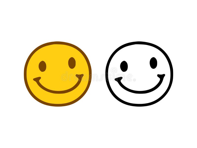 Fancy Happy Face Doodle Icon. Emoticon in Hand Drawn Style Stock ...