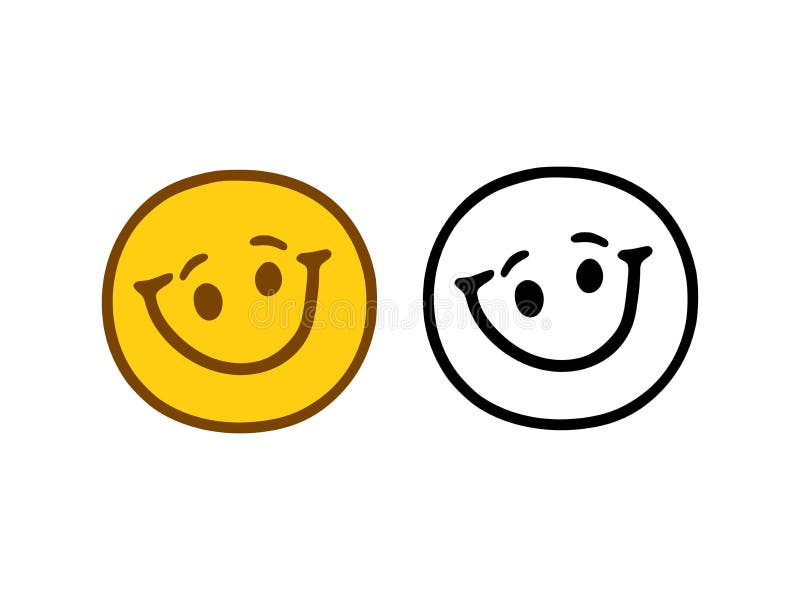 Fancy Happy Face Doodle Icon. Emoticon in Hand Drawn Style Stock ...